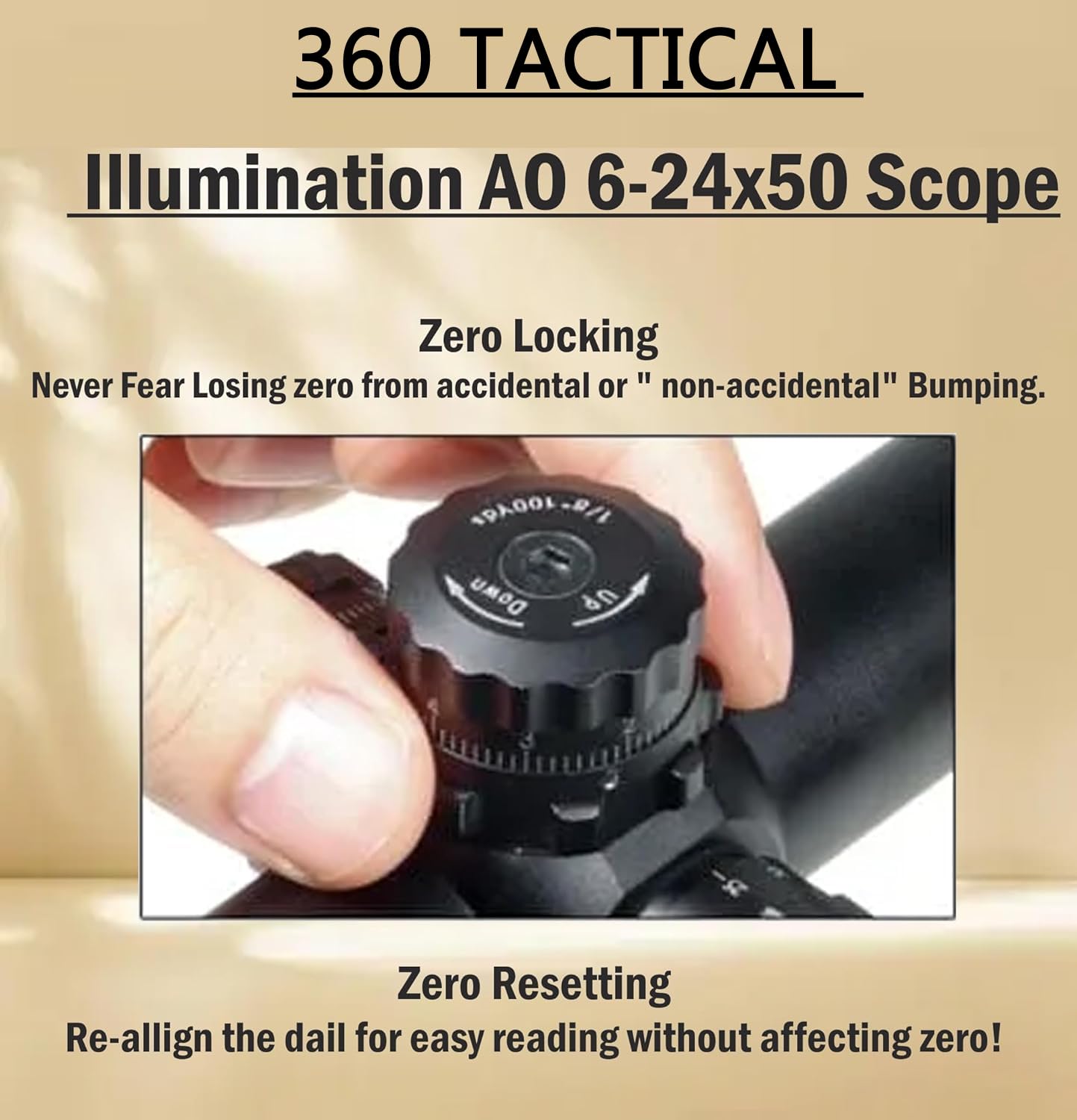 360 TACTICAL 6-24x50 AOE Red & Green Illuminated Rangefinding Mil Dot Hybrid Crosshair Scope