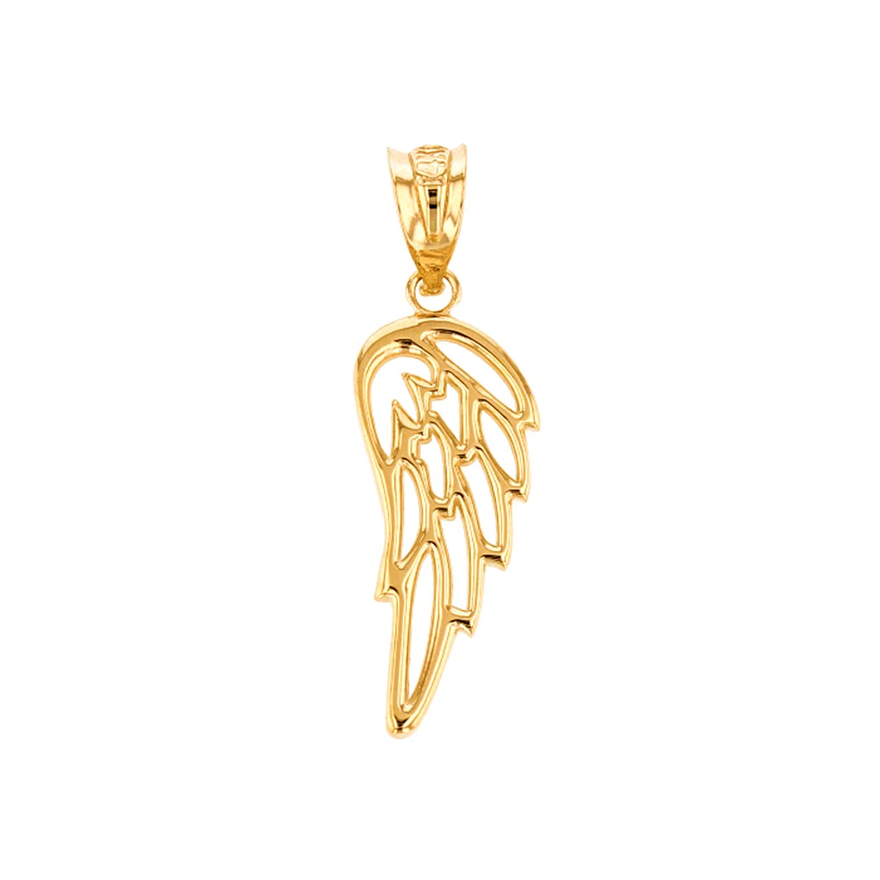 Religious Jewelry Fine 14k Yellow Gold Guardian Angel Filigree Wing Charm Pendant