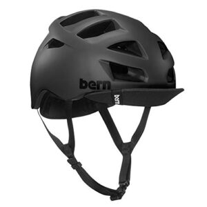 bern allston adult bike helmet - low profile comfortable ventilated urban commuter urban cycling helmet for bicycle, safety certified for men & women(matte black, large)