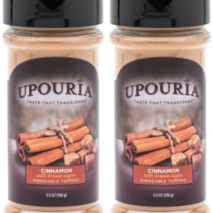 Upouria Cinnamon with Brown Sugar Shakeable Hot Cocoa and Coffee Topping 5.5 Ounce (Pack of 2)