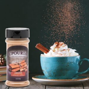 Upouria Cinnamon with Brown Sugar Shakeable Hot Cocoa and Coffee Topping 5.5 Ounce (Pack of 2)