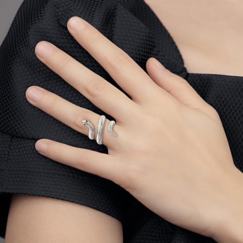 925 Sterling Silver Crystal Snake Ring Size 7 Jewelry for Women