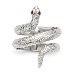 925 Sterling Silver Crystal Snake Ring Size 7 Jewelry for Women