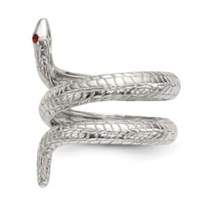 925 Sterling Silver Crystal Snake Ring Size 7 Jewelry for Women