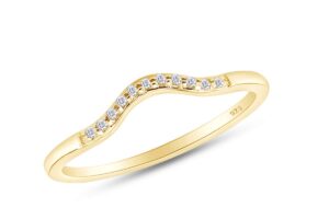 affy round cut white cubic zirconia curved wedding band ring in 14k yellow gold over sterling silver