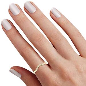 AFFY Round Cut White Cubic Zirconia Curved Wedding Band Ring in 14k Yellow Gold Over Sterling Silver