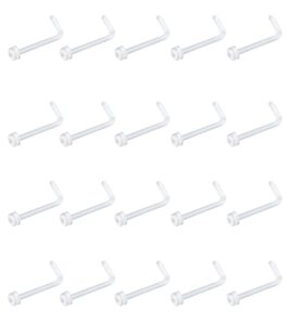 yovoro 20pcs 20g bioflex clear nose rings stud 2mm nose retainer body piercing jewelry q