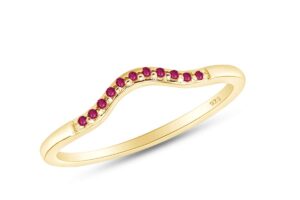 affy round cut simulated ruby curved wedding band ring in 14k yellow gold over sterling silver