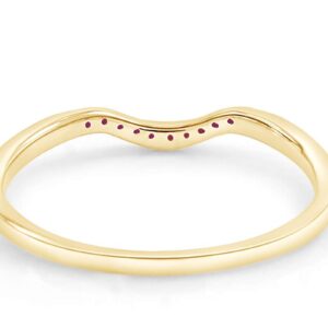 AFFY Round Cut Simulated Ruby Curved Wedding Band Ring in 14k Yellow Gold Over Sterling Silver