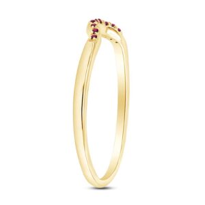 AFFY Round Cut Simulated Ruby Curved Wedding Band Ring in 14k Yellow Gold Over Sterling Silver