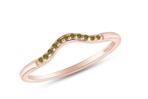 affy round cut simulated peridot curved wedding band ring in 14k rose gold over sterling silver