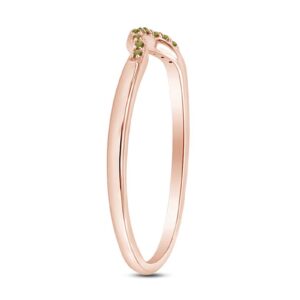 AFFY Round Cut Simulated Peridot Curved Wedding Band Ring in 14k Rose Gold Over Sterling Silver