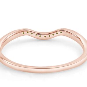 AFFY Round Cut Simulated Peridot Curved Wedding Band Ring in 14k Rose Gold Over Sterling Silver