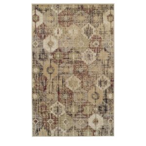 superior arabella collection area, 8mm pile height with jute backing vintage distressed medallion pattern, fashionable and affordable woven rugs, 8' x 10', gold