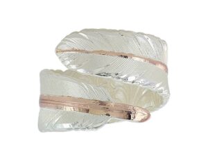 montana silversmiths women's rose gold filament feather ring silver 7