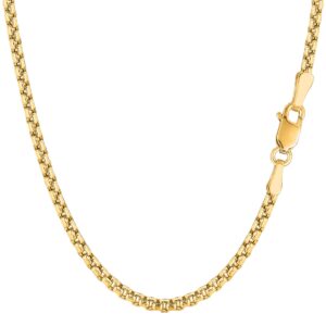 jewelry affairs 14k yellow real gold filled round box chain necklace, 3.4mm, 22"