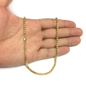 Jewelry Affairs 14k Yellow Real Gold Filled Round Box Chain Necklace, 3.4mm, 22"