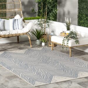 nuloom carina chevron waves indoor/outdoor area rug, 6x9, blue