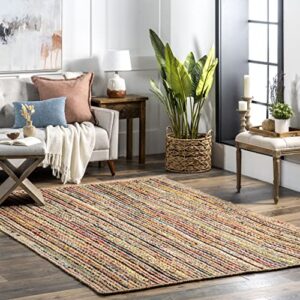 nuloom aleen bohemian cotton/jute area rug, 5x8, multi