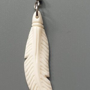 Swimmi 2.4 inch Bone Feather Earrings, Hand Craved Feather Bone Earrings, Handmade Dangle Drop Hook Bone Jewelry FA026