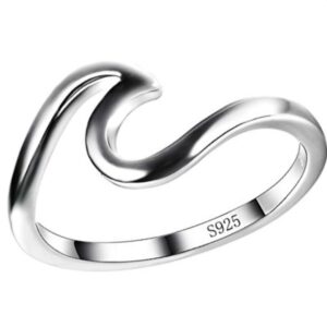 leecco abitoncc 925 sterling silver wave rings gift for women girls,size 8