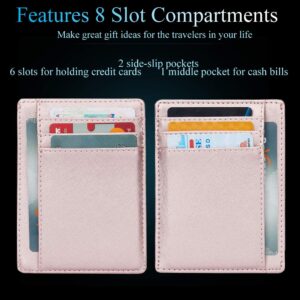 LinsCraft Leather RFID Blocking Minimalist Credit Card Holder Slim Pocket Wallets for Men Women