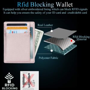 LinsCraft Leather RFID Blocking Minimalist Credit Card Holder Slim Pocket Wallets for Men Women