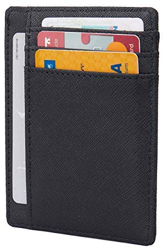 LinsCraft Leather RFID Blocking Minimalist Credit Card Holder Slim Pocket Wallets for Men Women