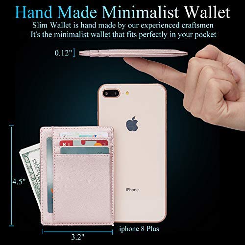 LinsCraft Leather RFID Blocking Minimalist Credit Card Holder Slim Pocket Wallets for Men Women