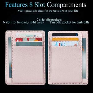 LinsCraft Leather RFID Blocking Minimalist Credit Card Holder Slim Pocket Wallets for Men Women