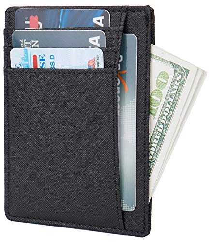 LinsCraft Leather RFID Blocking Minimalist Credit Card Holder Slim Pocket Wallets for Men Women