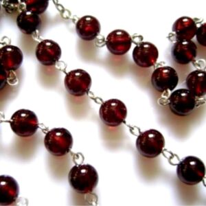 elegantmedical HANDMADE Garnet Gemstone Bead Catholic Sterling 925 Silver 5 DECADE ROSARY Cross Crucifix Necklace Womens/Girls