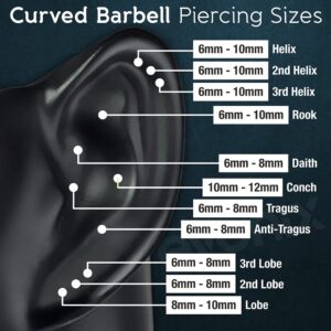 Bling Piercing 16g Curved Barbell Internally Threaded Vertical Labret Balls Gauge Internal Thread Jewelry 8mm 5/16