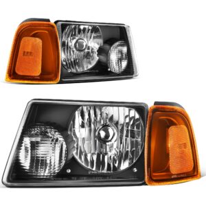 autosaver88 headlight assembly compatible with 01 02 03 04 05 06 07 08 09 10 11 ford ranger headlight assembly+corner light oe projector headlamp black housing clear lens