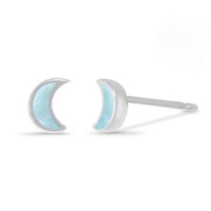 Boma Jewelry Sterling Silver Blue Mother of Pearl Crescent Moon Stud Earring