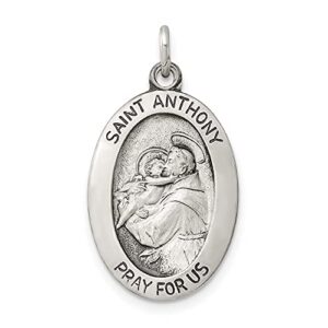 diamond2deal 925 sterling silver antiqued saint anthony medal pendant fine jewelry for women (l- 25 mm, w- 15 mm)