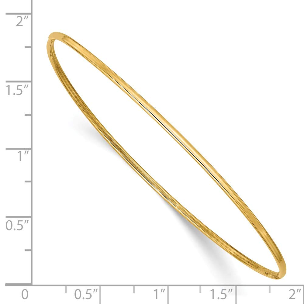 Solid 14k Yellow Gold 1.5mm Slip-on Bangle Bracelet 8" - Jewelry Gifts For Women Wife Mom Gifts For Men Husband Dad