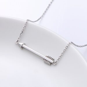 DAOCHONG Arrow Necklace S925 Sterling Silver Classic Love Polished Sideways Arrow Necklace (Necklace A)