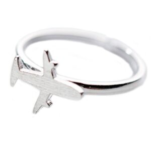 helen de lete frosted airplane 925 sterling silver open ring