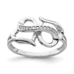 size 8 solid 925 sterling silver diamond infinity symbol heart ring