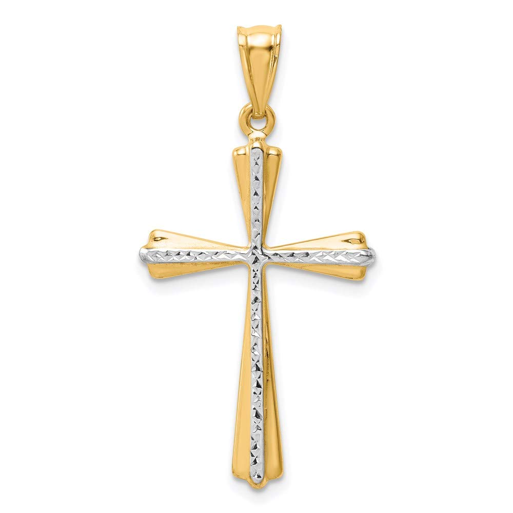 Diamond2Deal 14k White and Yellow Gold Diamond Cut Cross Pendant Fine Jewelry for Women Two-tone