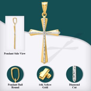 Diamond2Deal 14k White and Yellow Gold Diamond Cut Cross Pendant Fine Jewelry for Women Two-tone