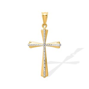 Diamond2Deal 14k White and Yellow Gold Diamond Cut Cross Pendant Fine Jewelry for Women Two-tone