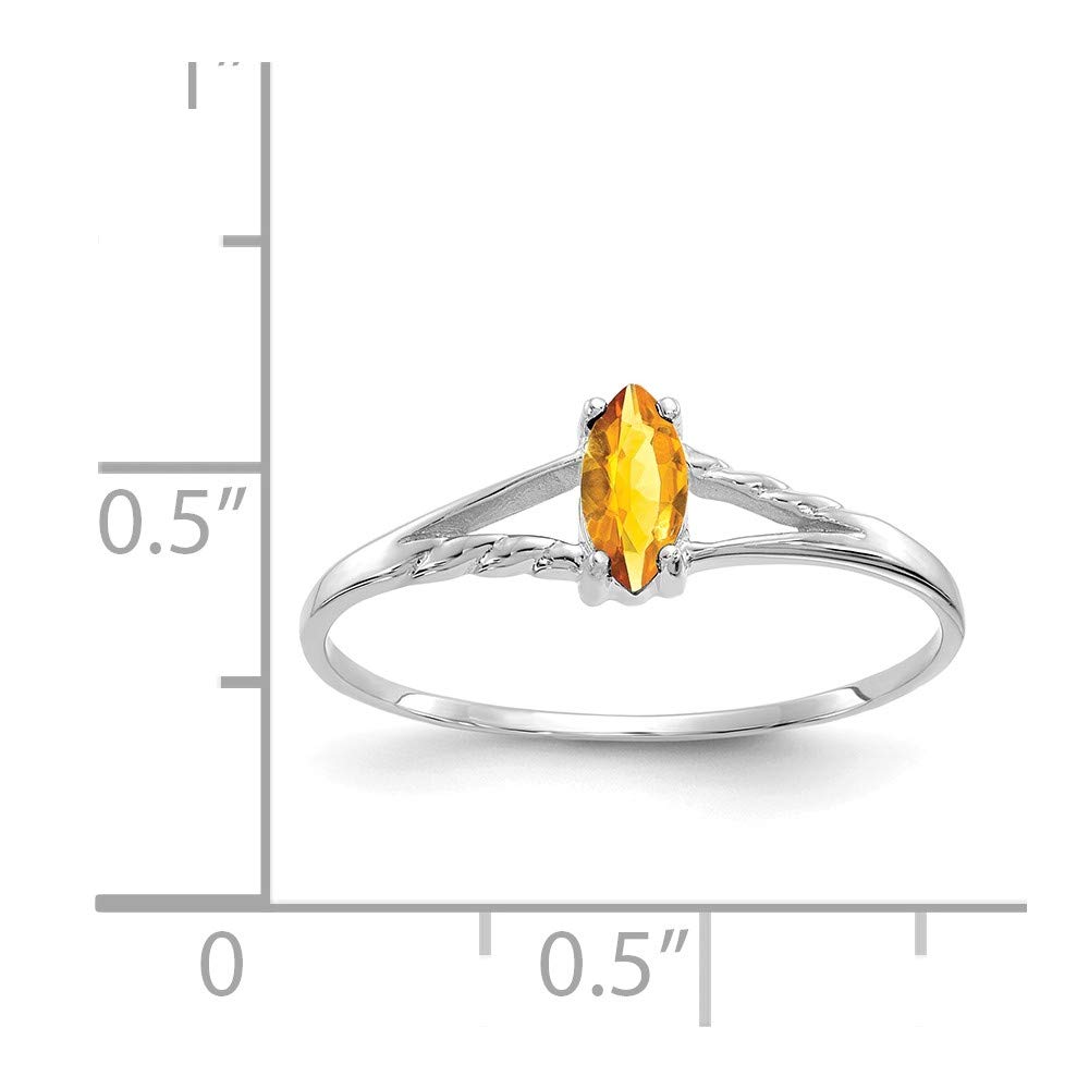 Size 6 - Solid 10k White Gold Polished Citrine Simulated Birthstone Ring