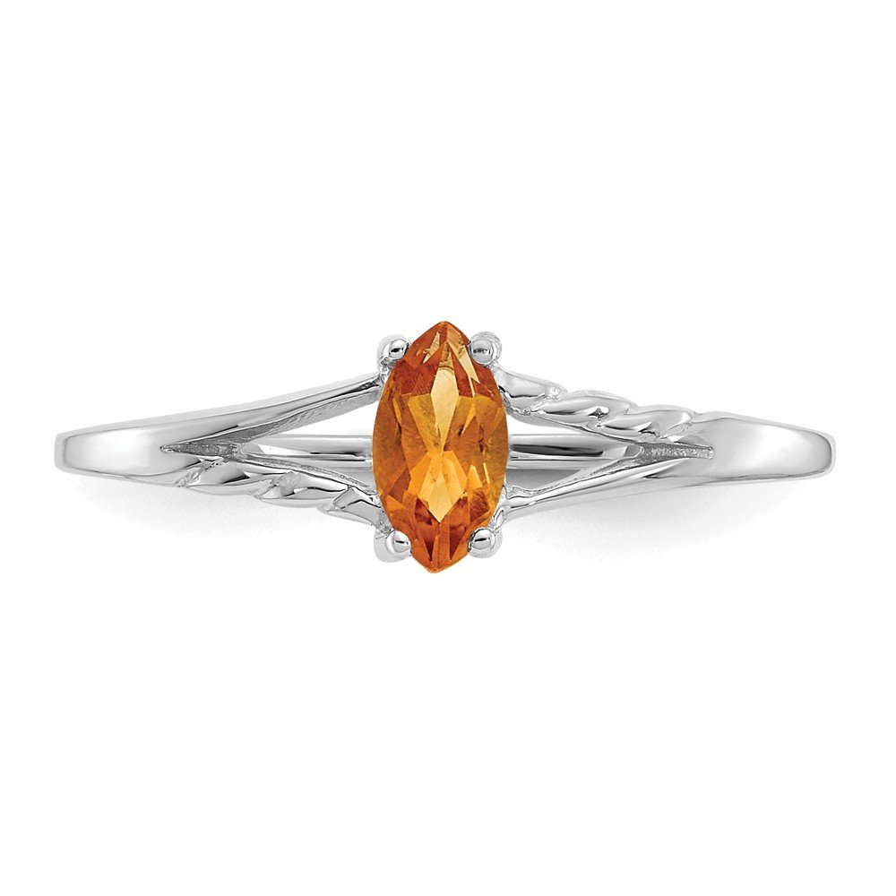 Size 6 - Solid 10k White Gold Polished Citrine Simulated Birthstone Ring