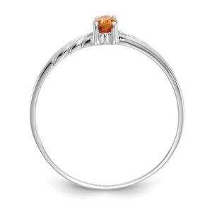 Size 6 - Solid 10k White Gold Polished Citrine Simulated Birthstone Ring