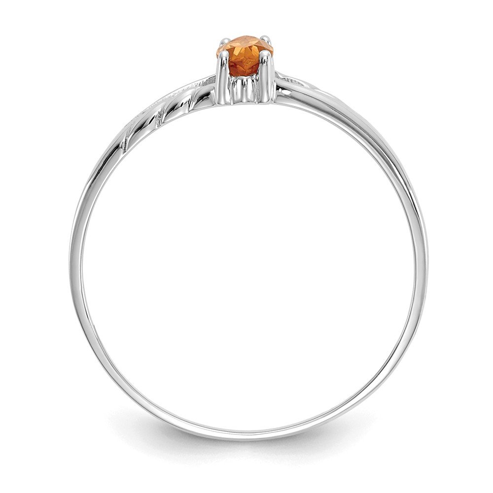 Size 6 - Solid 10k White Gold Polished Citrine Simulated Birthstone Ring