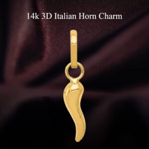 Diamond2Deal 14k Yellow Gold Italian Horn Pendant Fine Jewelry for Women (L- 12 mm, W- 3 mm)