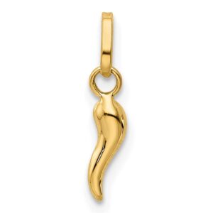 Diamond2Deal 14k Yellow Gold Italian Horn Pendant Fine Jewelry for Women (L- 12 mm, W- 3 mm)