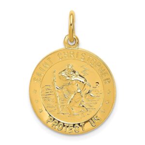 diamond2deal 925 sterling silver 24k gold-plated saint christopher medal pendant fine jewelry for women (l- 25 mm w- 19 mm)